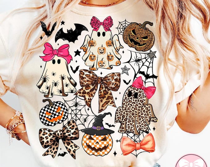 Coquette Leopard Pumpkin Ghost , Retro Girly Ghost Sublimation, Retro ...