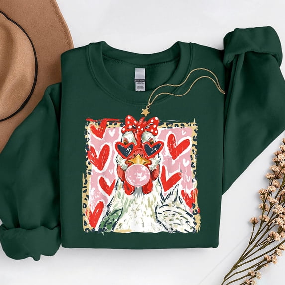 Coquette Leopard Valentine Chicken Hen Blowing Bubble Gum – T-Shirt ...