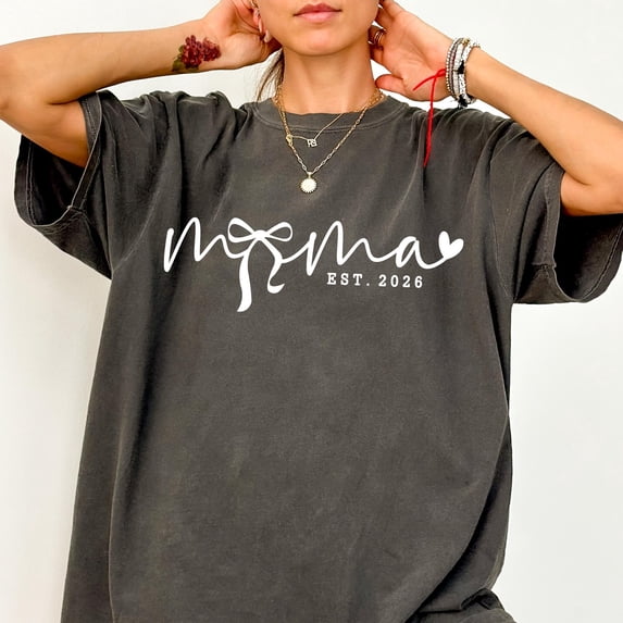 Coquette Mama Est 2026 Shirt First Time Mom Outfit Minimalist Mom ...