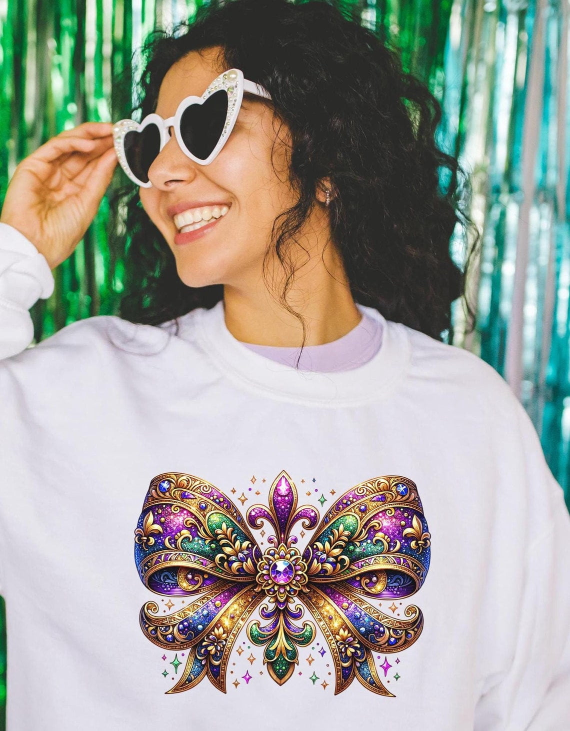 Coquette Mardi Gras Fleur De Lis Bow Carnival Party Sweatshirt All size ...