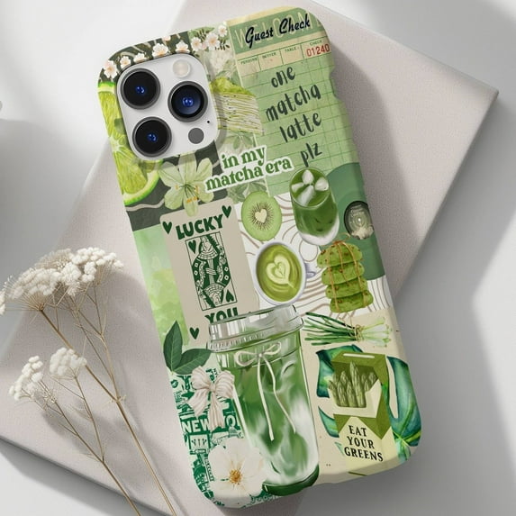 Coquette Matcha Latte Collage Phone Case with a Girly 'Lucky Girl' Vibe ...