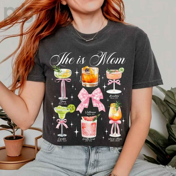 Coquette Mom T-ShirtRetro Cocktails, Christian Mama Shirt All Size S ...