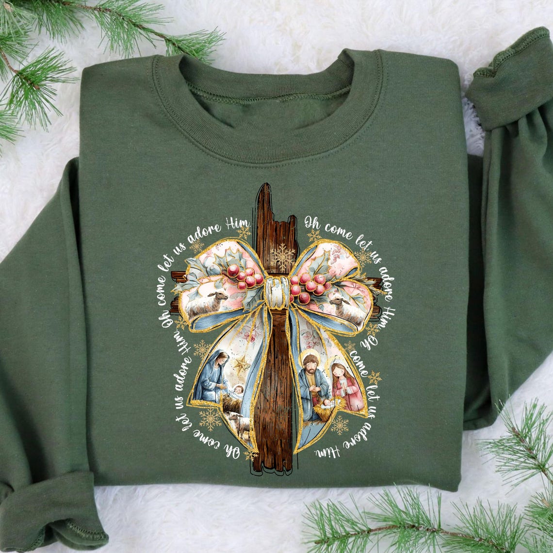 Coquette Nativity Scene Sweater, Love Like Jesus Sweatshirt, Coquette ...