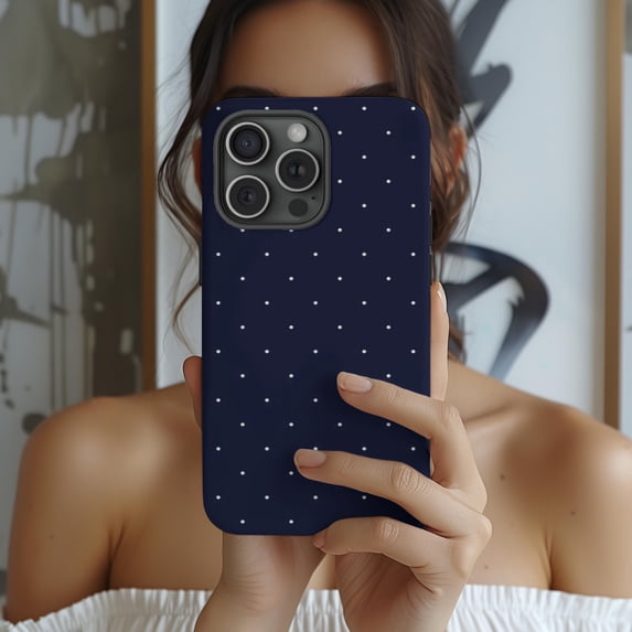 Coquette Navy Blue Polka Dot Phone Case Vintage Design iPhone 17 to 11 ...