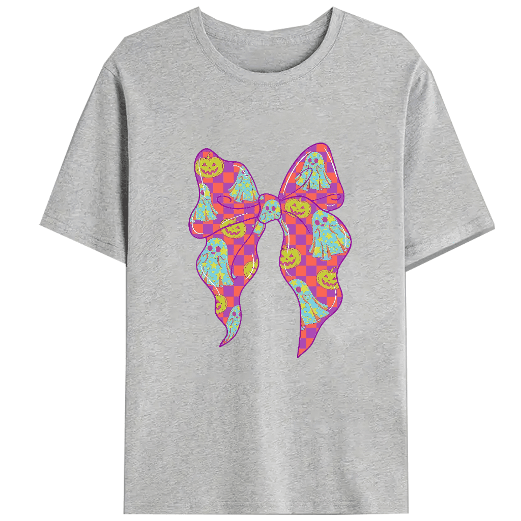 Coquette Neon Bow Print T-shirts Pink Pastel Halloween Graphic Tees ...