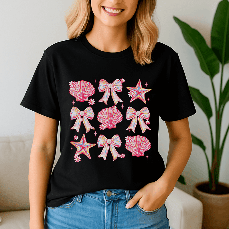 Coquette Oyster Shell Pearl Bow Clam Summer Beach Vibes Gir Shirt ...