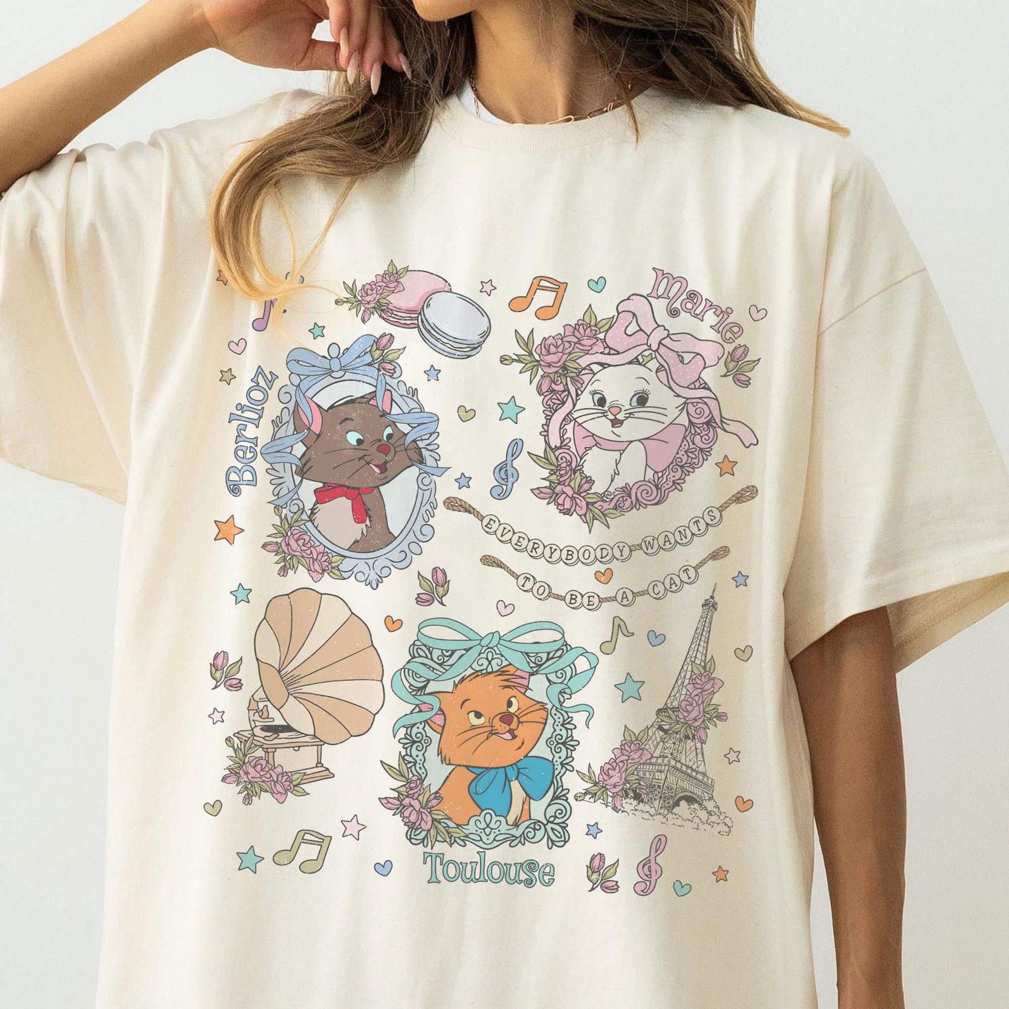 Coquette Pastel Feline Music Comfort Colors Charming Parisian Cat Tee ...