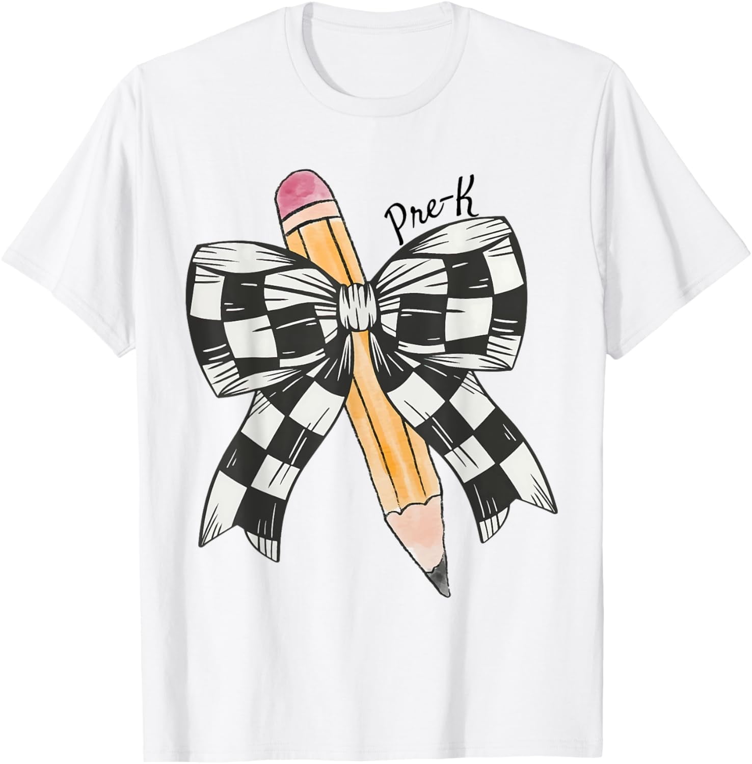 Coquette Pencil Bow Funny Pre K Teacher Kids Back To School T-Shirt ...