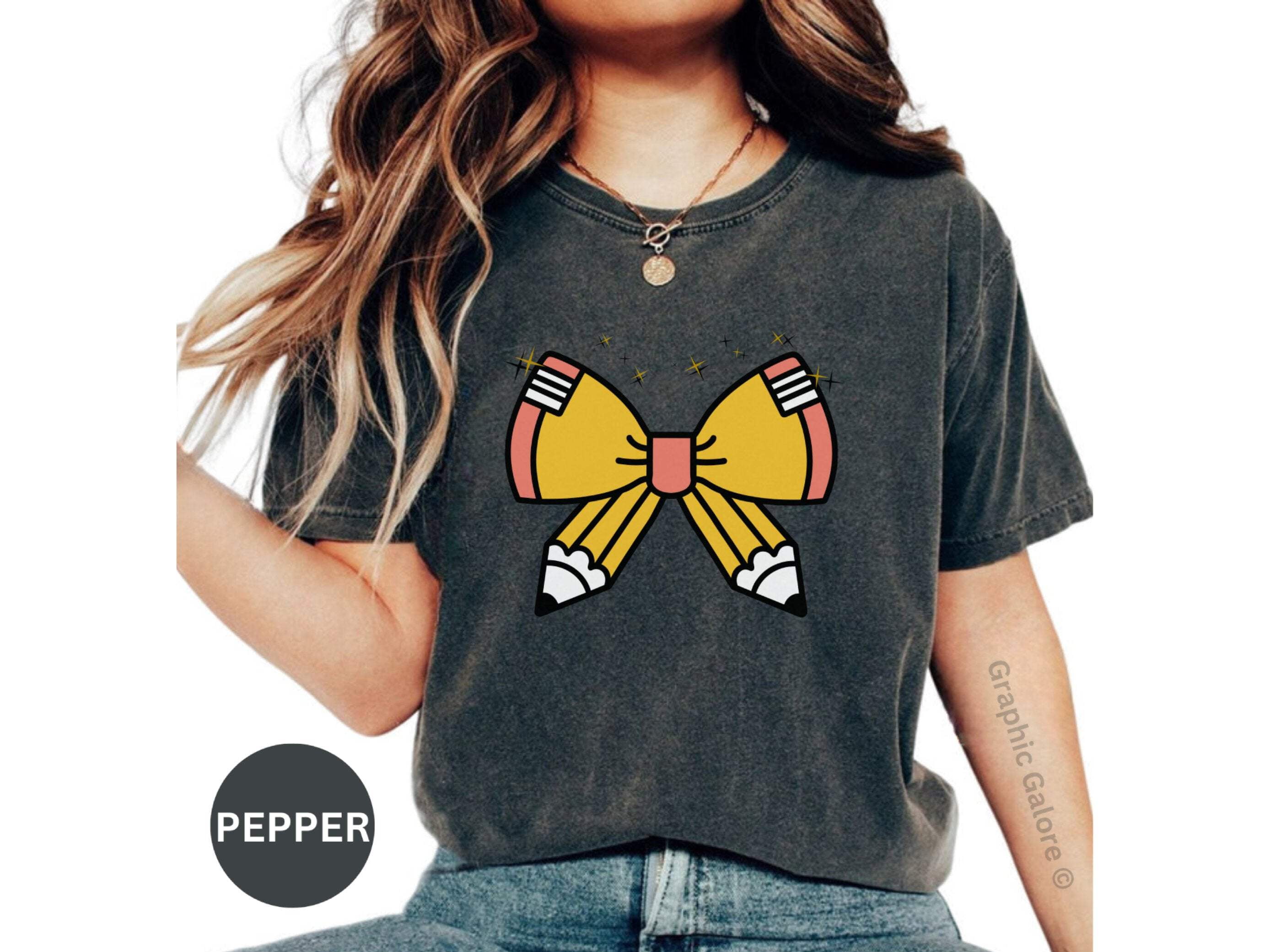Coquette Pencil Bow Graphic Tee, Cute Bow T-Shirt, Stylish Pencil Bow ...