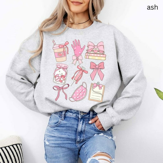 Coquette Pharmacy Tech Sweatshirt Pink Bow Medical Aesthetic Nurse ER ...