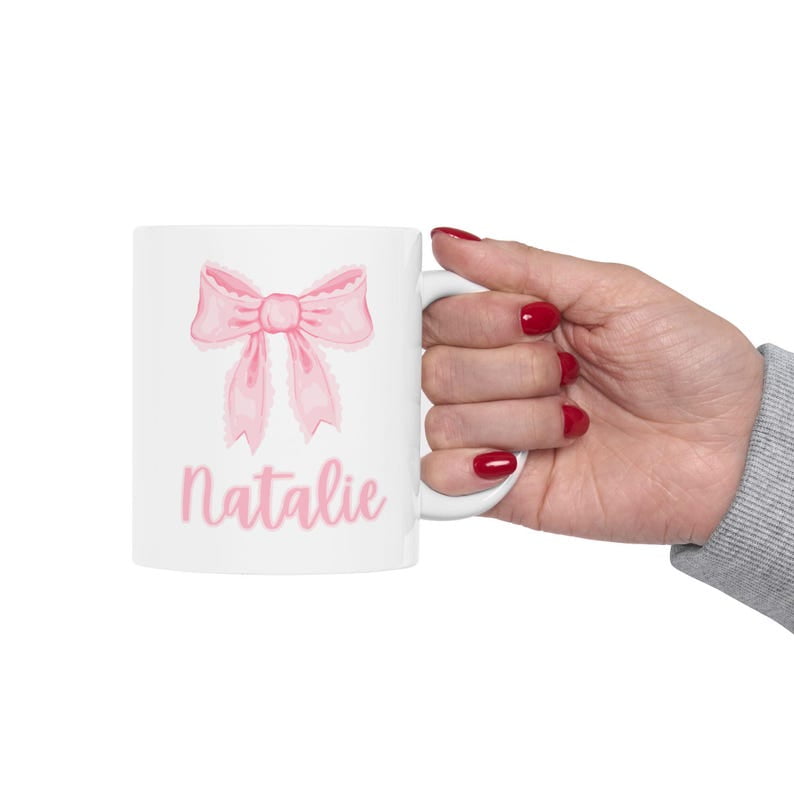 Coquette Pink B1Ow Mug, PerS1onalized Name Mug, Pink B1Ow Gift, Gift ...