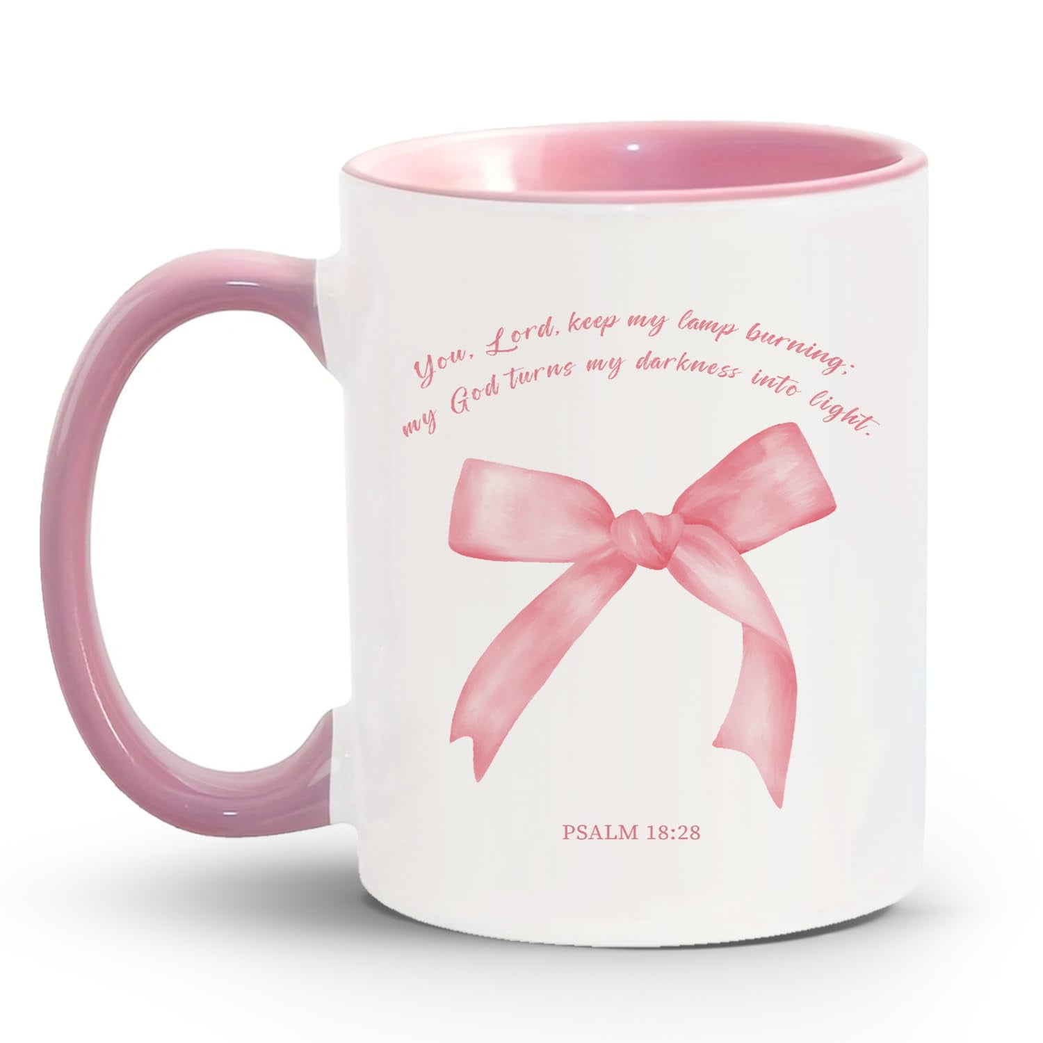 Coquette Pink Bow Coffee Mugs, Christian Bible Verse Ceramic Coffee Mug ...