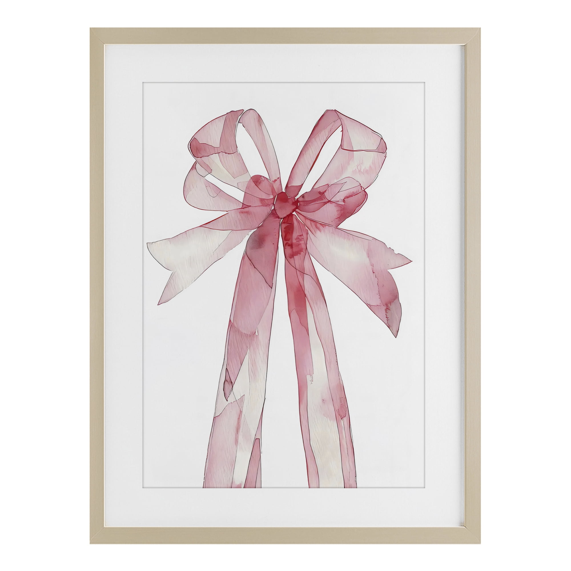 Stupell Industries Coquette Pink Bow Illustration Birch Framed Print ...