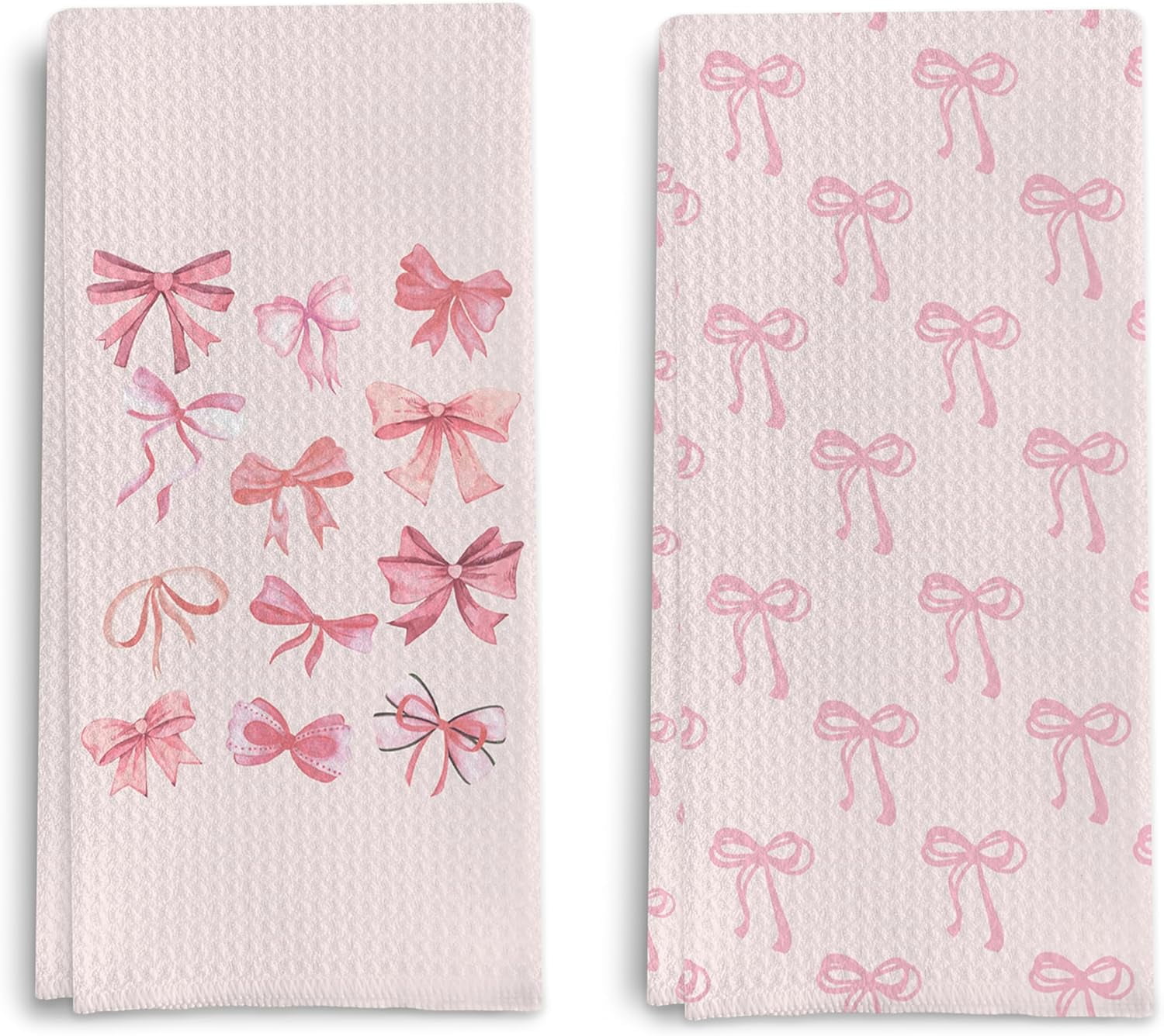 Coquette Pink Bow Kitchen Towels Set of 2-Pink Bow Cherry Kitchen Decor ...