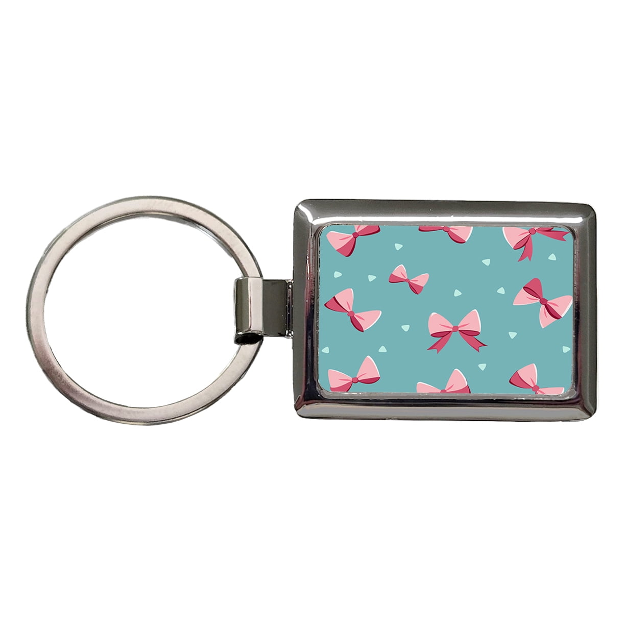 Coquette Pink Bows Scattered Metal Rectangle Keychain - Walmart.com