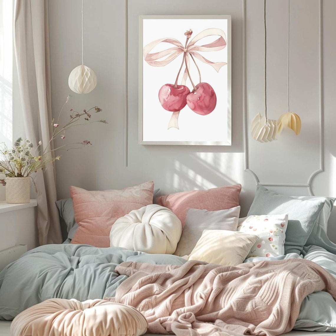 Coquette Pink Cherry Cherries Aesthetic Girly Cherry Preppy Poster ...