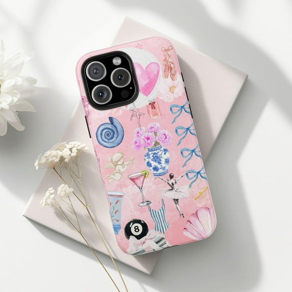Coquette Pink Eight Ball Collage Aesthetic Phone Case iPhone 17 16 15 ...