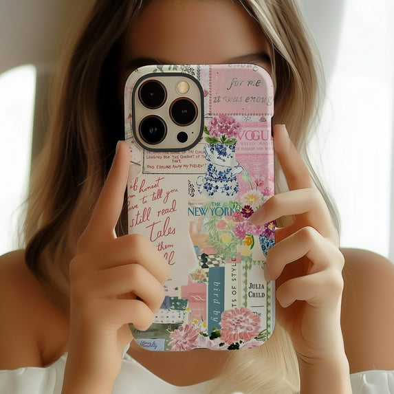 Coquette Pink Floral Book Collage Phone Case iPhone 17 11 12 13 14 15 ...