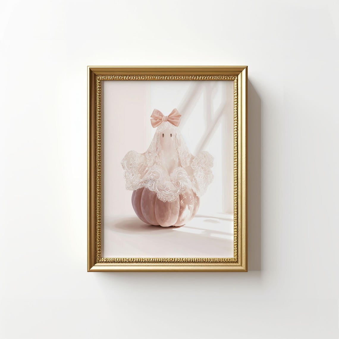 Coquette Pink Pumpkin Ghost Wall Art Coquette Autumn Vintage Style Print Soft Aesthetic Spooky ...