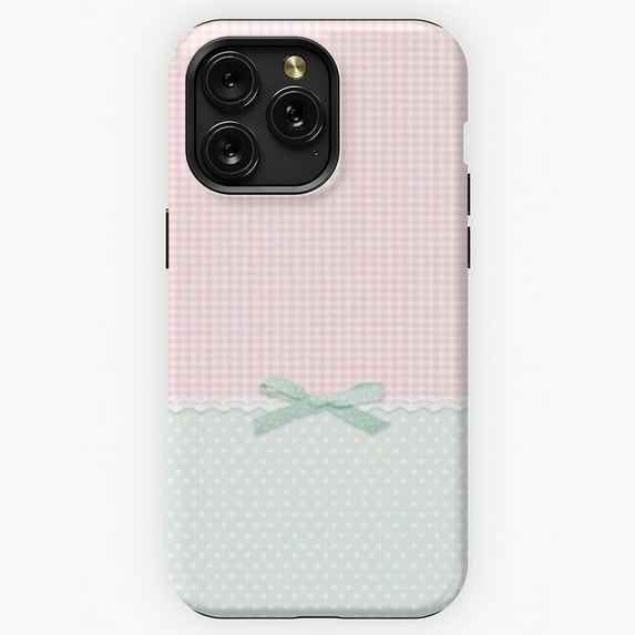 Coquette Pink and Mint Polka Dot Bow Pattern iPhone Case 17 16 15 14 13 ...