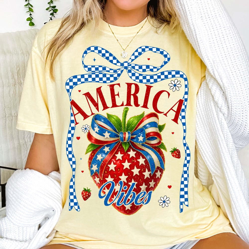 Coquette Preppy America Strawberry Shirt, Summer 4Th Of July Shirt ...