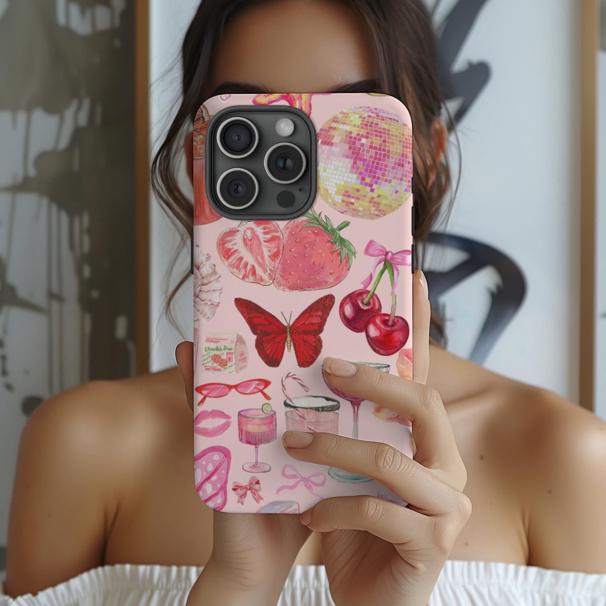 Coquette Preppy Fruit Collage Girly Phone Case with iPhone 17 to 11 Pro ...