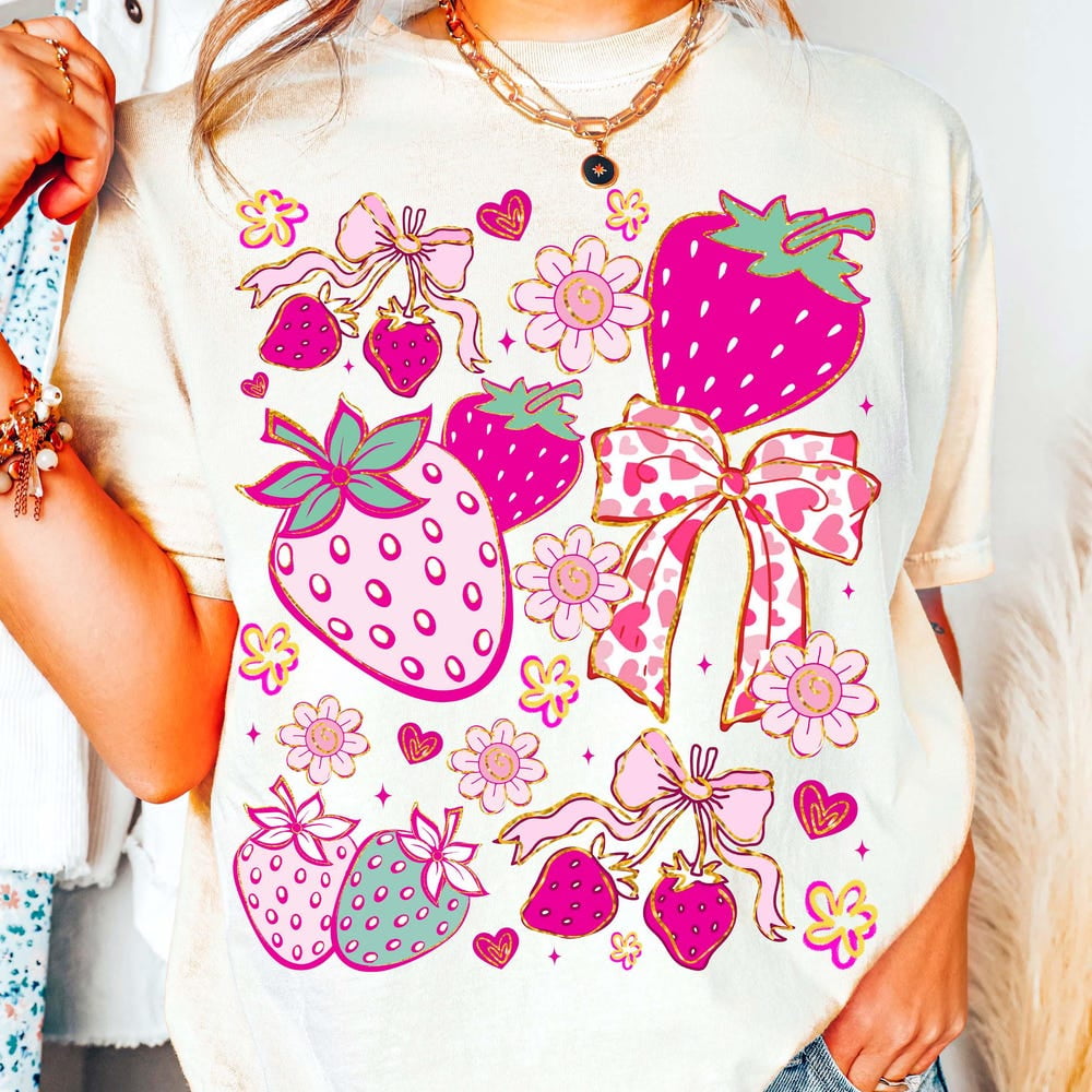 Coquette Preppy Strawberry Shirt, Summer Strawberry Shirt, Preppy ...