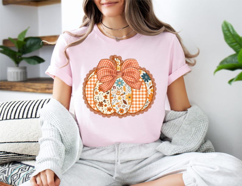 Coquette Pumpkin Bow Shirt, Thanksgiving Sweater, Pumpkin Shirt ...