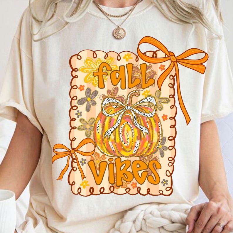 Coquette Pumpkin T-Shirt, Glitter Floral Fall Tee with Vines and Preppy ...