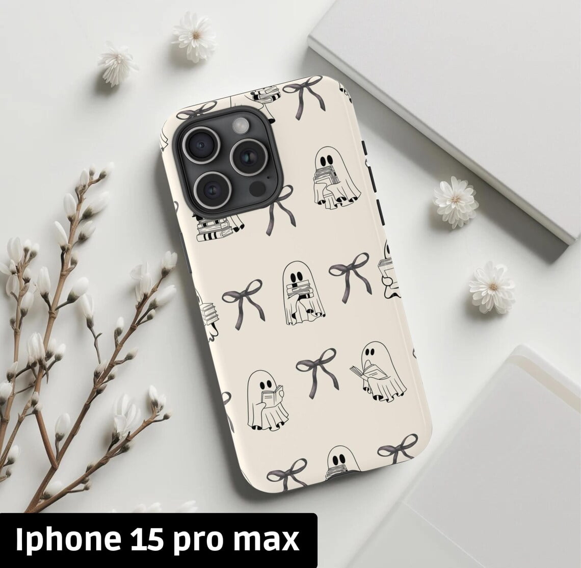 Coquette Reading Ghost Phone Case for 16/15/14/13/12/11 Pro Max Cute ...