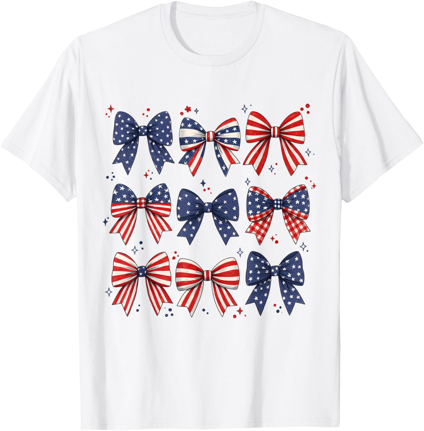 Coquette Red White & Blue Patriotic Bows Retro July 4Th T-Shirt Unisex ...
