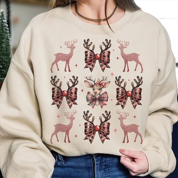 Coquette Reindeer Winter Aesthetic Sweatshirt - Walmart.com