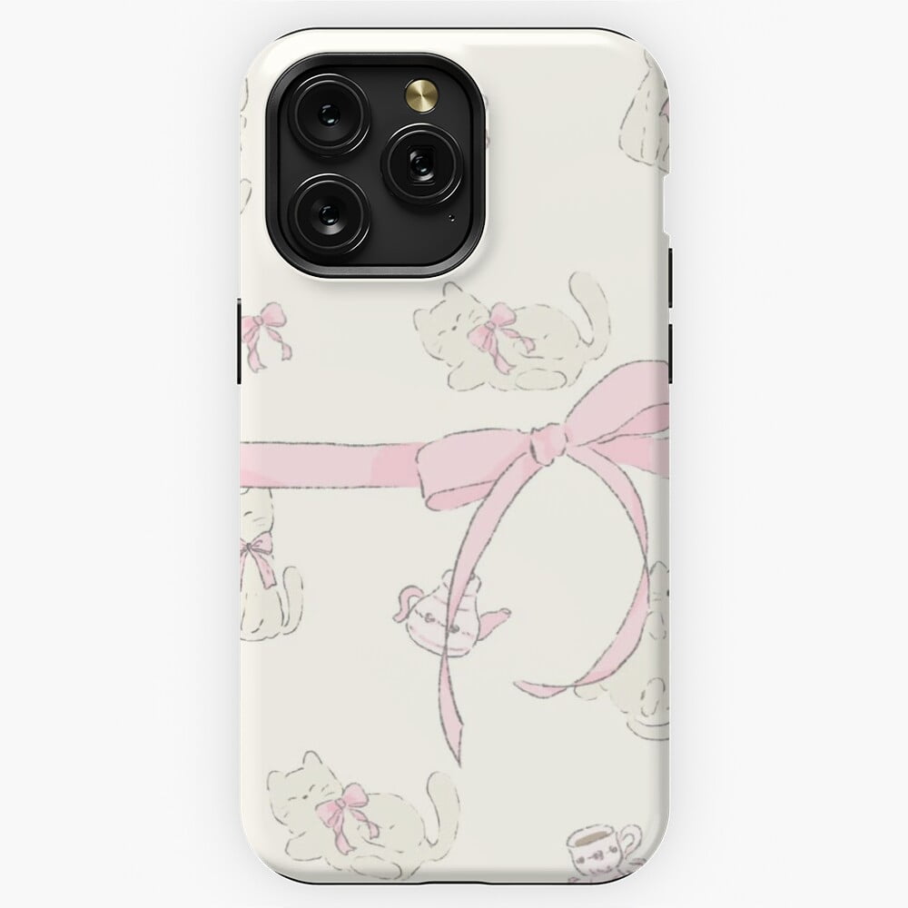 Coquette Ribbon Kitten Cute Cat Art iPhone Case 17 to 11 Pro Max ...