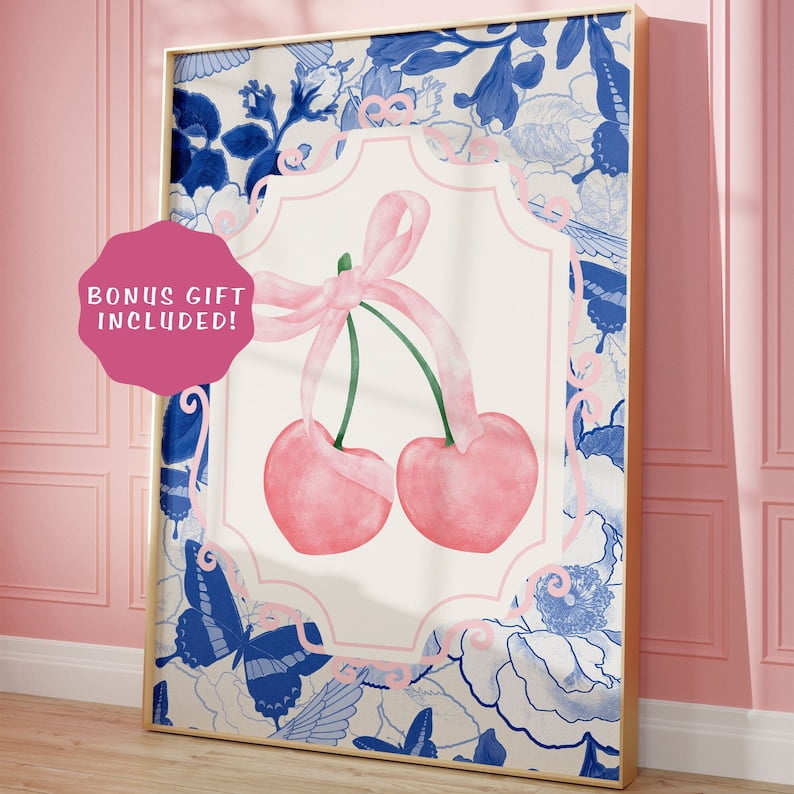 Coquette Room Decor Bow Drawing Coquette Wall Art Printable Wall Art ...