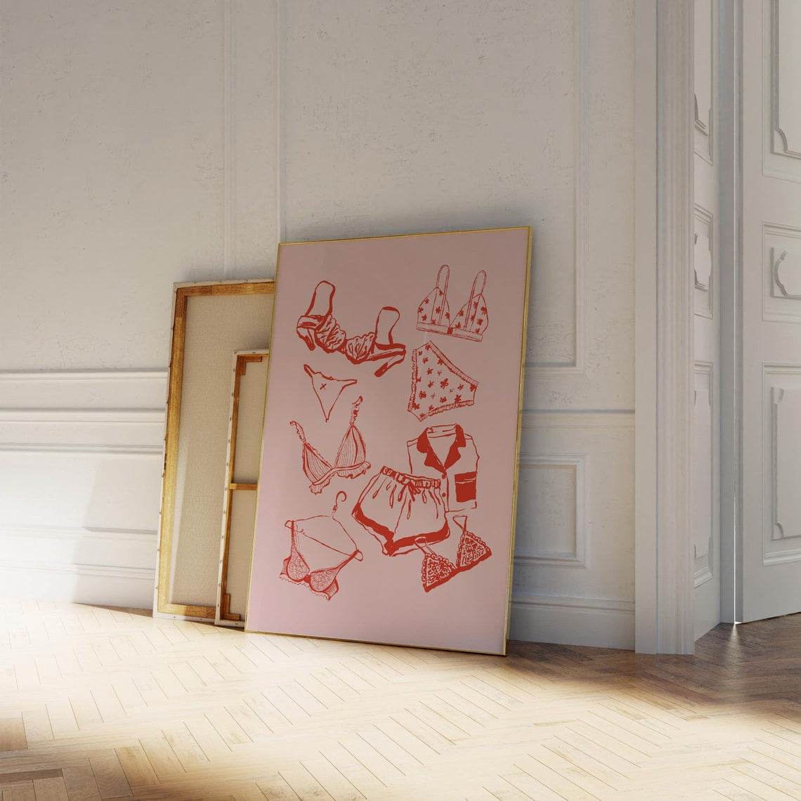 Coquette Room Decor Laundry Print Coquette Wall Art, Pink And Red ...