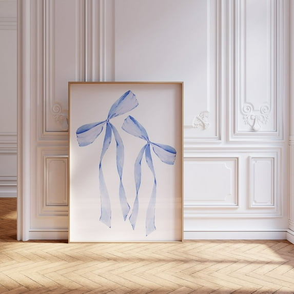 Coquette Room Decor, Minimalist, Blue Bow, Balletcore, Wall Art, Print ...