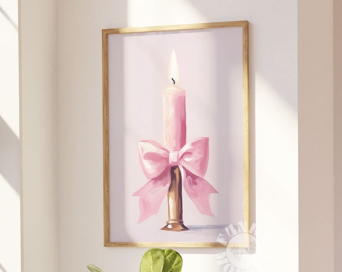 Coquette Room Decor Pink Bow Print, Girly Wall Art, Coquette Pink ...