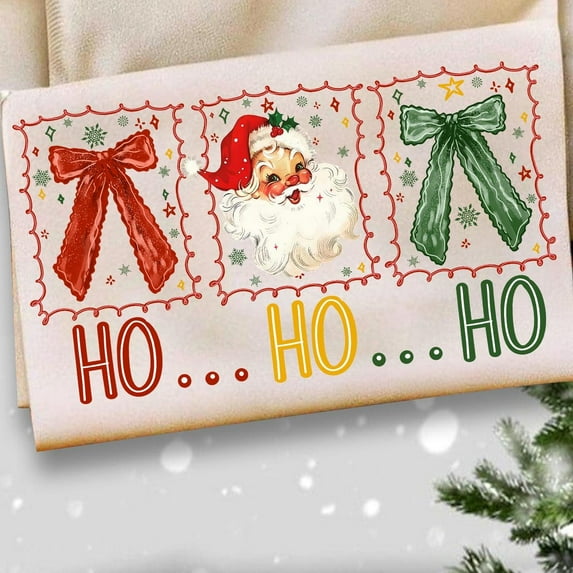 Coquette Santa Ho Ho Ho Christmas Png, Preppy Christmas Tree Png ...