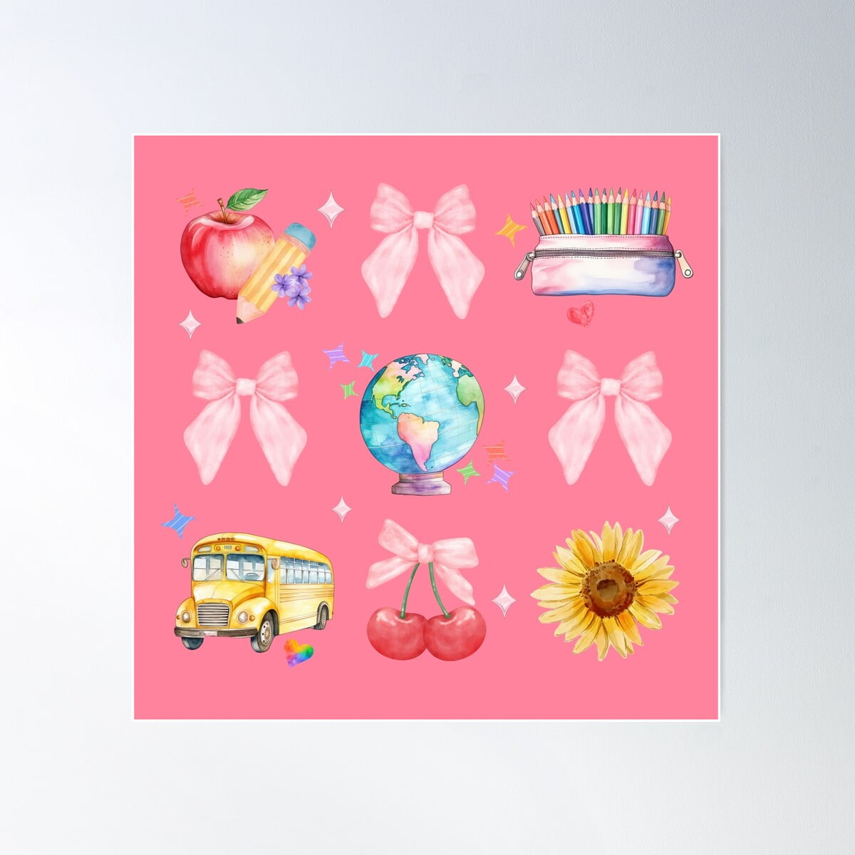 Coquette School Teacher, Back To School, Cute Bows School Poster Wall ...