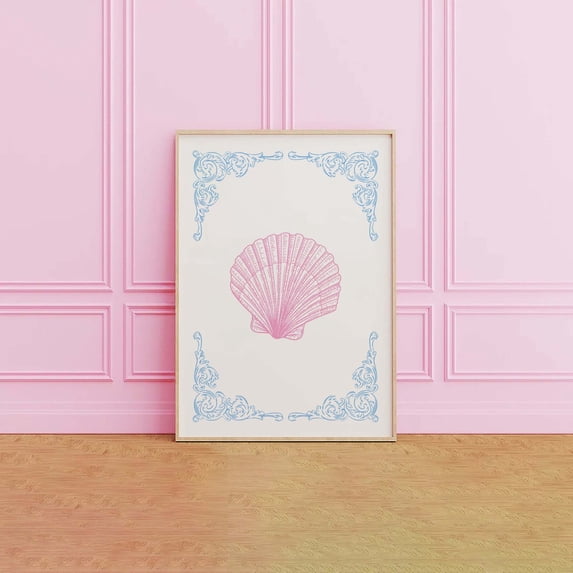 Coquette Seashell Poster Cute Summer Art Girly Wall Trendy Beach House ...