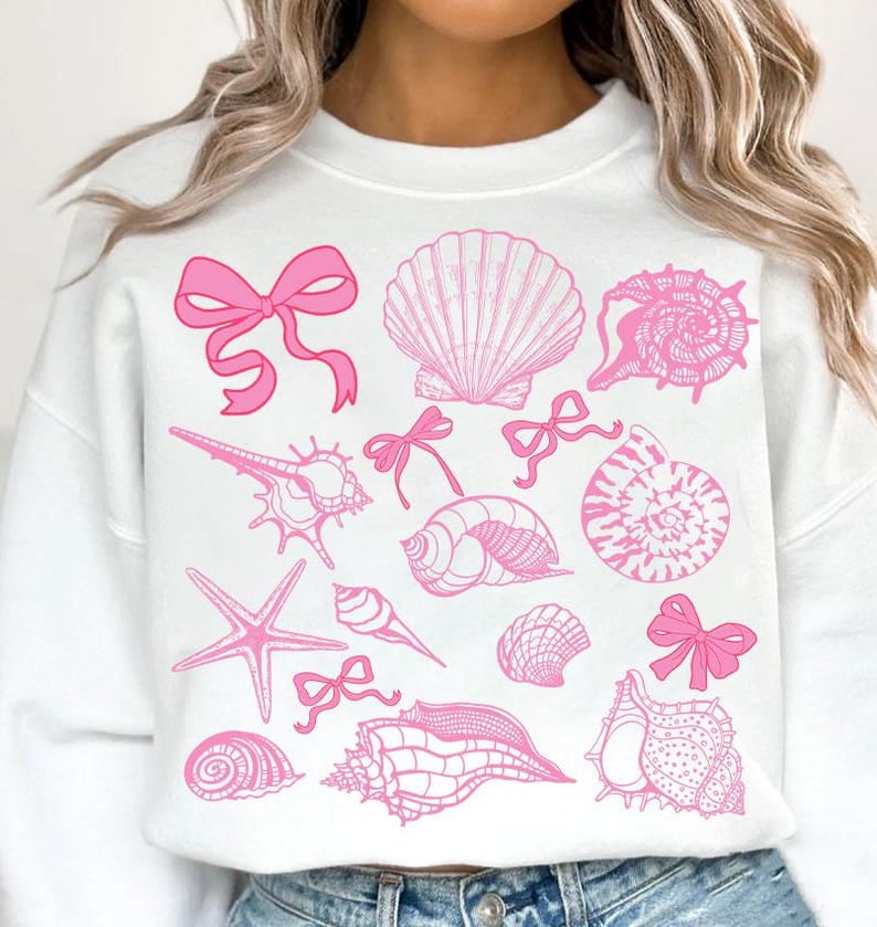 Coquette Seashell Sweatshirt, Beach Sweatshirt, Coastal Sweatshirt ...