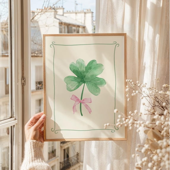 Coquette Shamrock Poster St Patricks Day Decor Wall Art Cute Irish ...