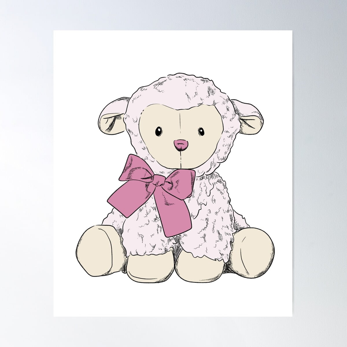 Coquette Sheep Plushie With Bow Poster Wall Art, Modern Wall Decor For ...