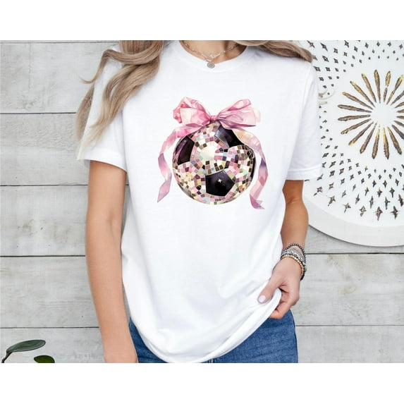 Coquette Soccer Pink Bow Shirt, Soft Girl Clothing, Cute Soccer Tee ...