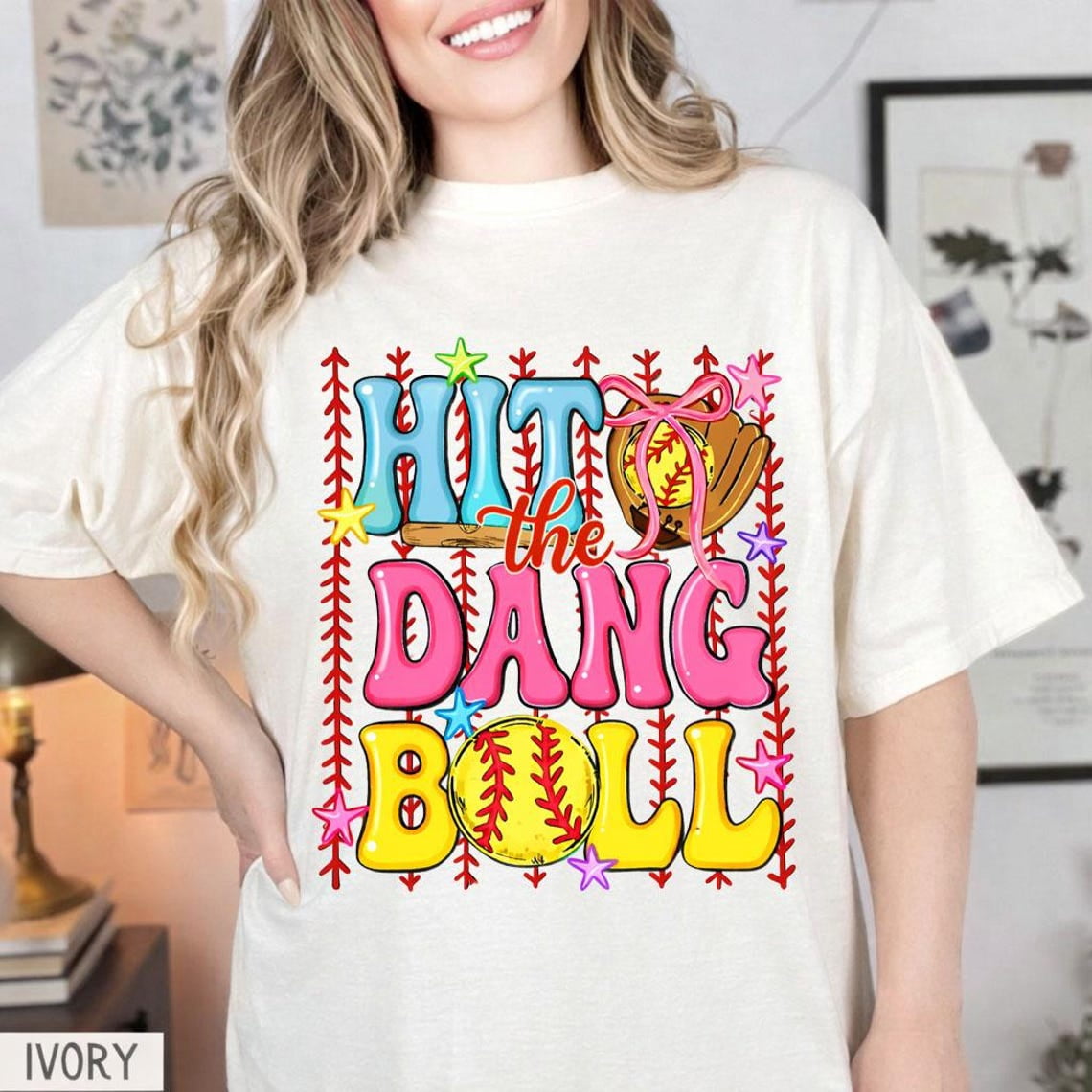 Coquette Softball Hit Dang Ball Bow Game Day Mama T-Shirt - Walmart.com