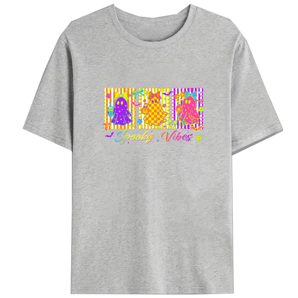 Coquette Spooky/Boo/Ghost Print T-shirts Neon Halloween Graphic Tees ...