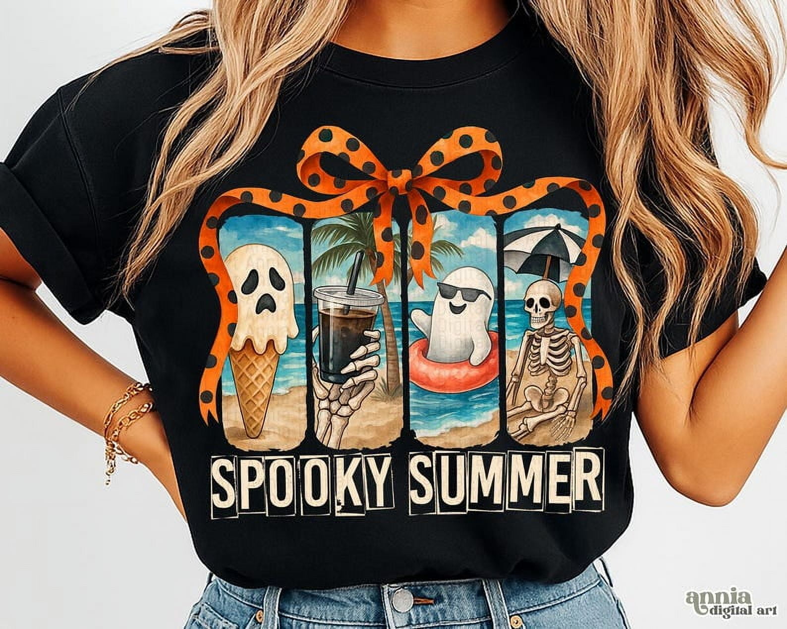 Coquette Spooky Summer T-shirt, Funny Brushstroke Shirt, Hot Ghoul Summer Shirt, Watercolor ...