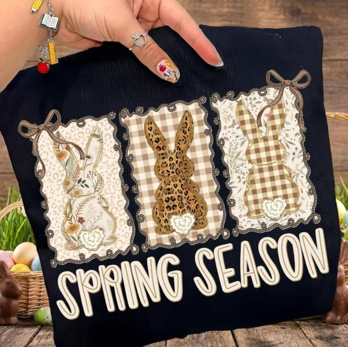 Coquette Spring Season Bunnies Leopard Bow Retro Aesthetic Shirt ...