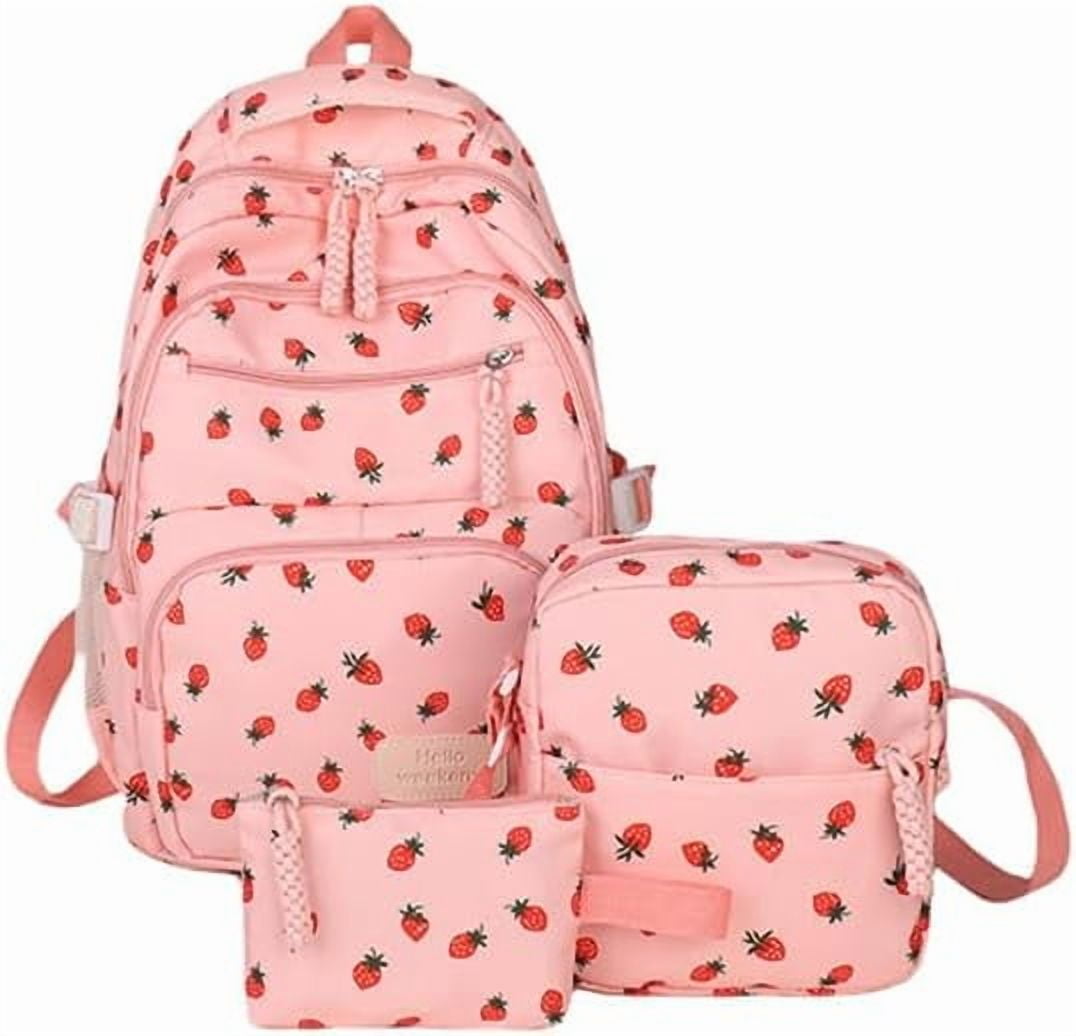 Coquette Strawberry Backpack - Cute Kawaii Backpack Set Aesthetic ...