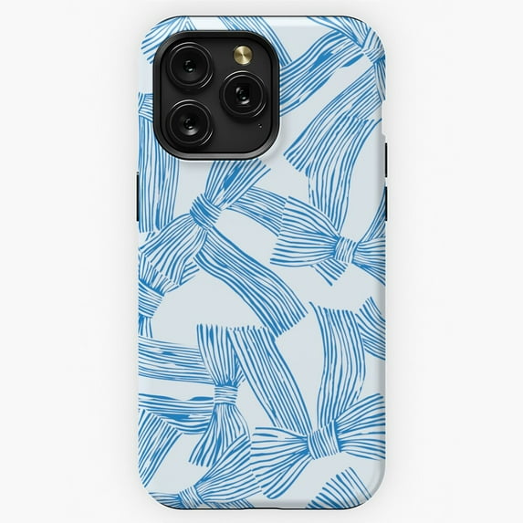 Coquette Striped Bows Bluebell Pattern iPhone Case 17 through 11 Pro ...